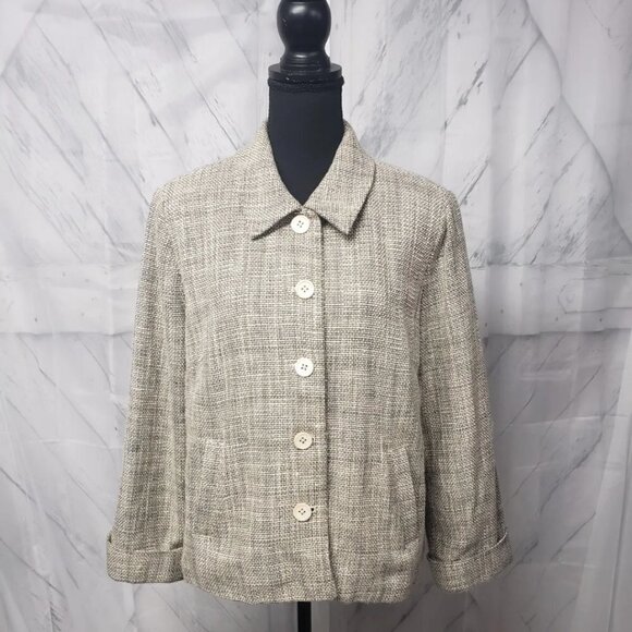 Appleseed's | Jackets & Coats | Appleseeds Tan Tweed Lined Blazer Jacket Size 6 Runs Small ...